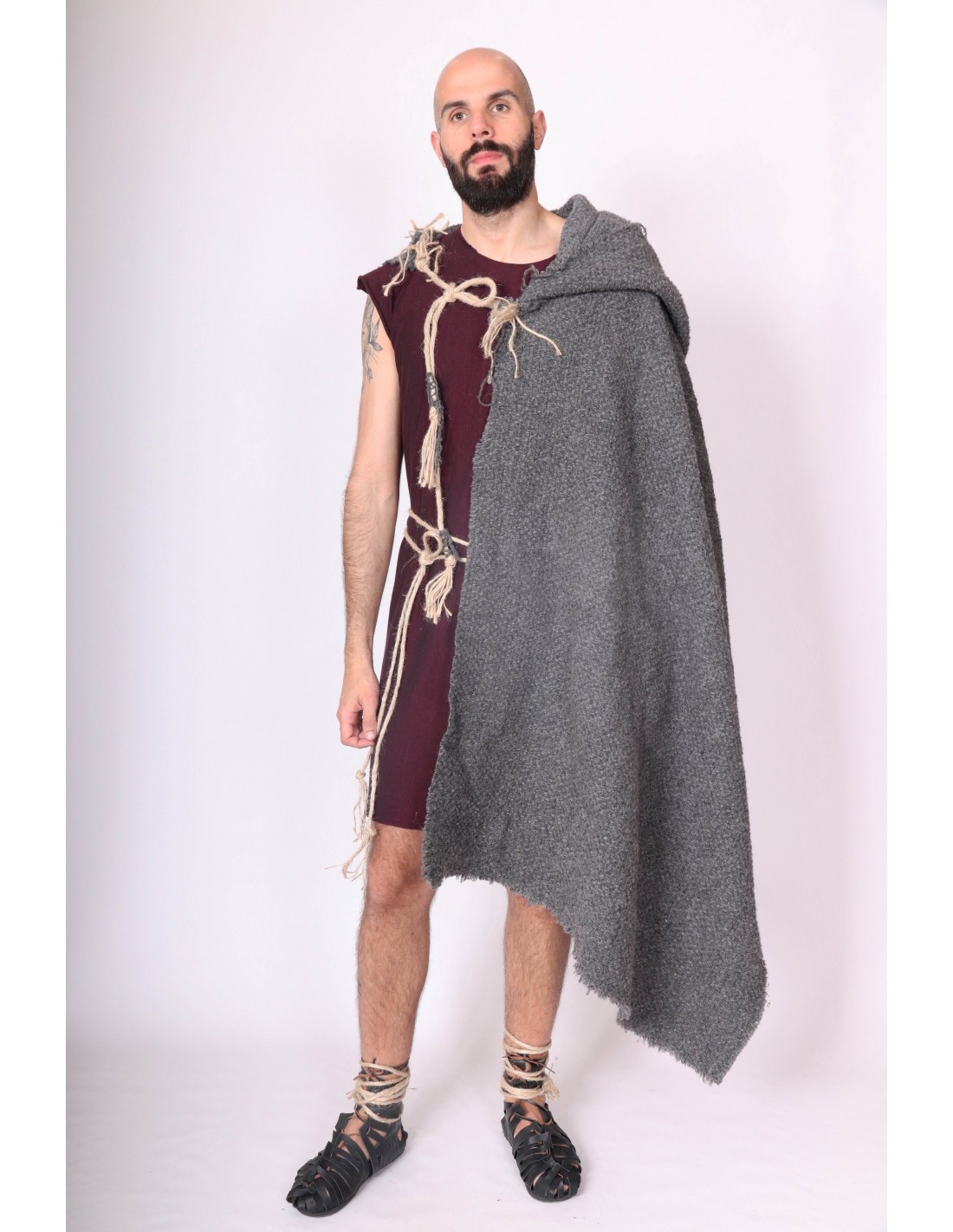 Medieval rustic hooded cloak