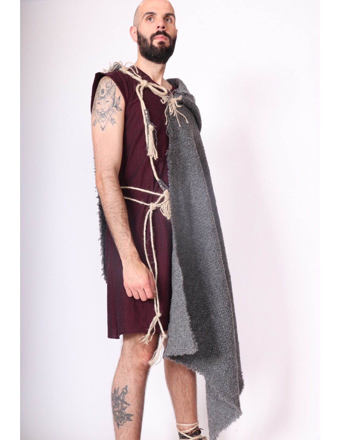 Medieval rustic hooded cloak