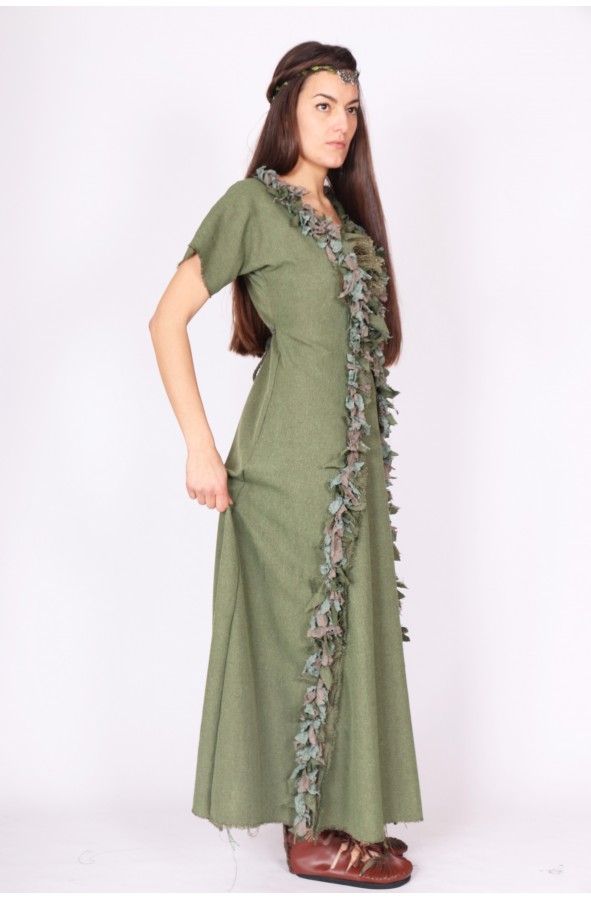 Medieval dress with fringe applications