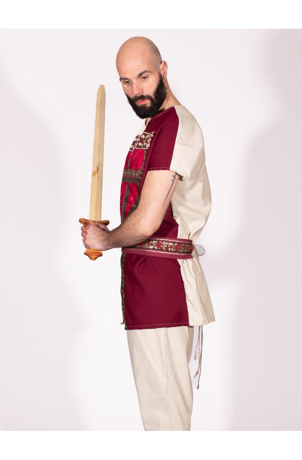 Medieval white and red knight costume with trousers Alfonso