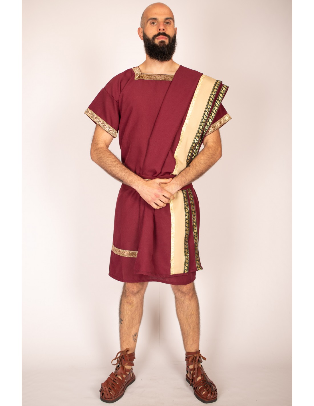Roman costume for men in maroon with toga