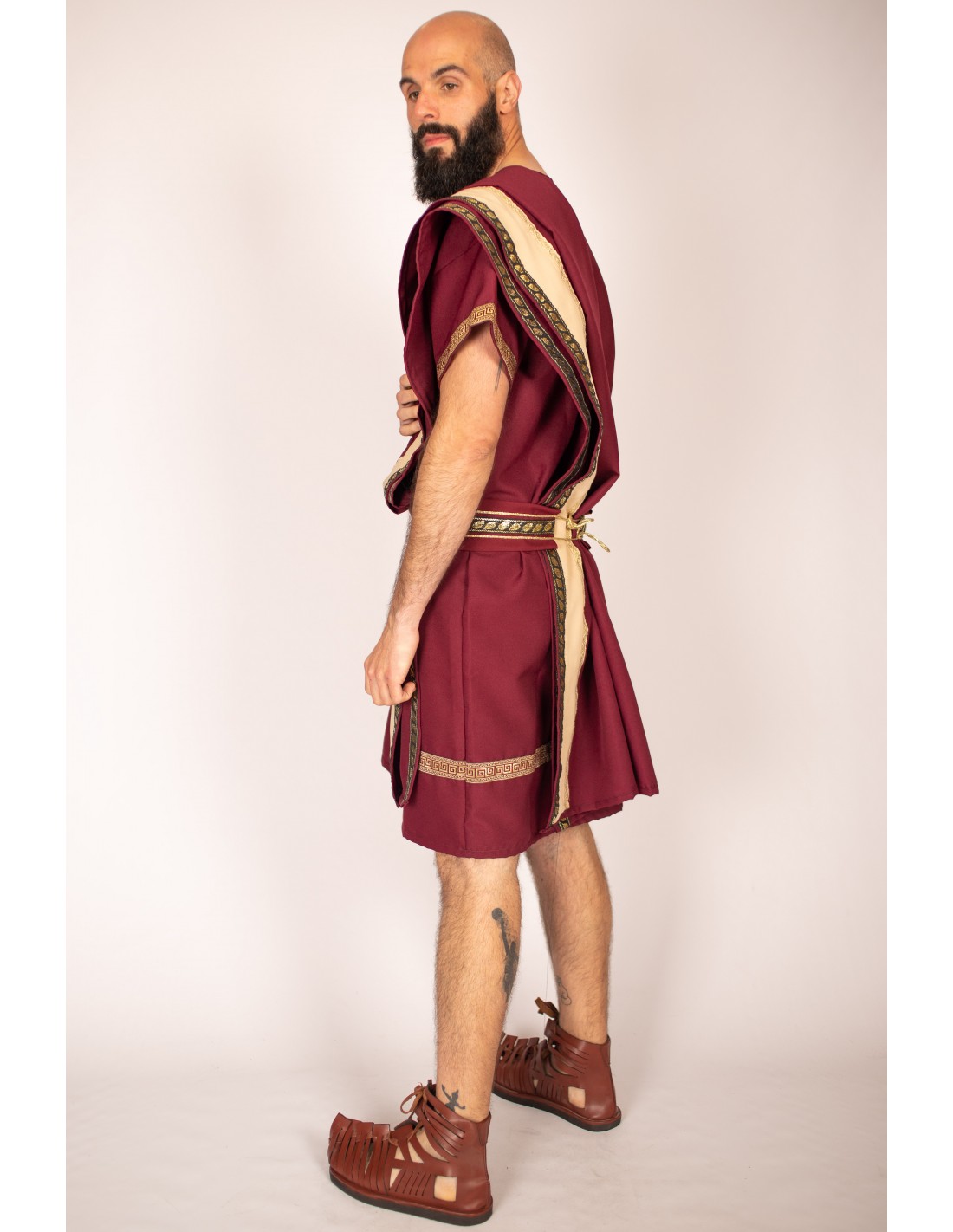 Roman costume for men in maroon with toga