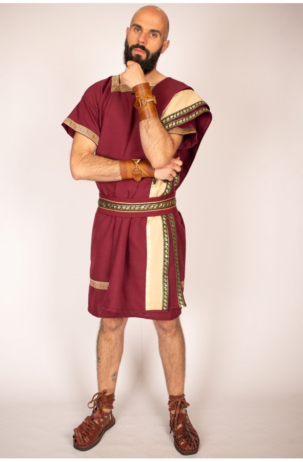 Roman costume for men in maroon with toga
