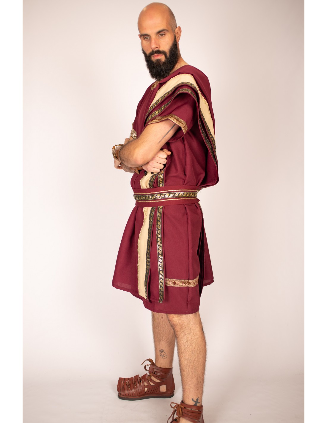 Roman costume for men in maroon with toga