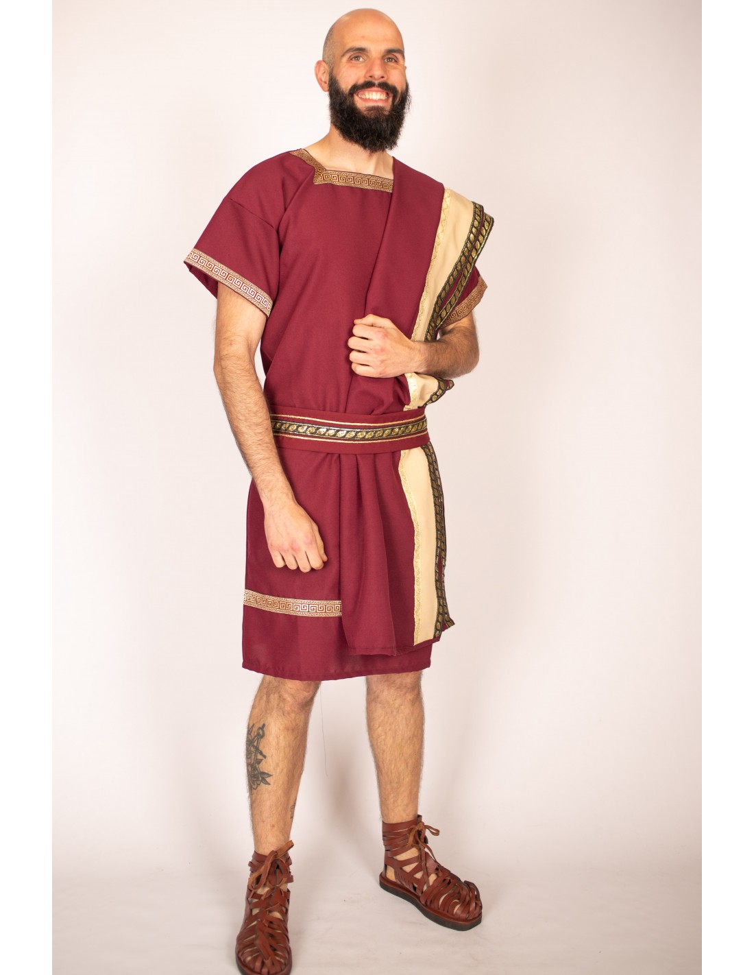 Roman costume for men in maroon with toga